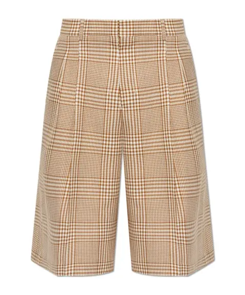 AMI Paris Checked Bermuda Shorts - Nude