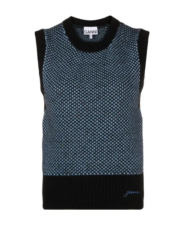 GANNI Logo-embroidered Knit Vest