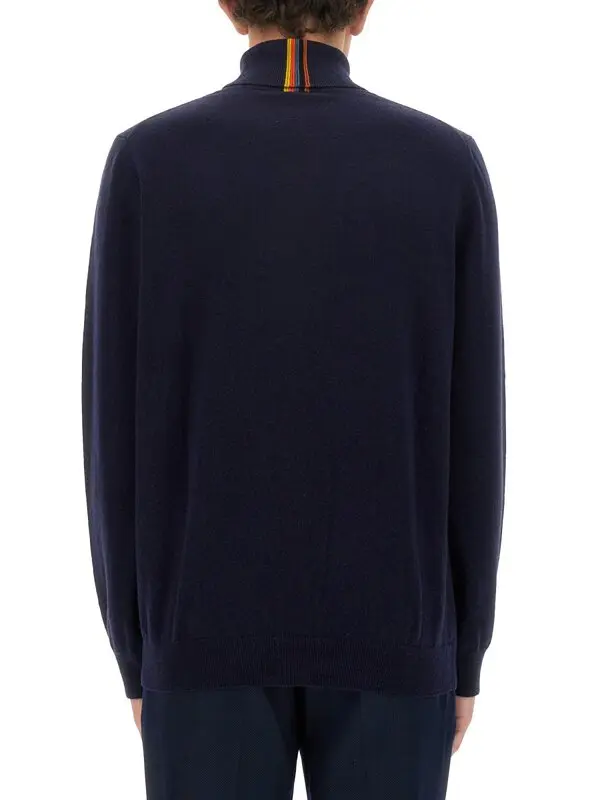 Paul Smith Artist Stripe Detail Roll Neck Jumper - Black