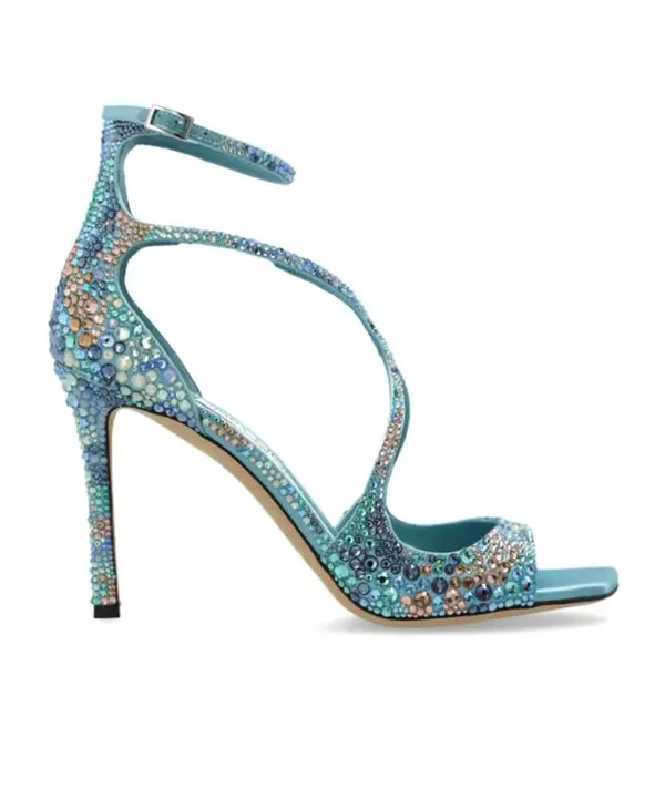 JIMMY CHOO Azia Crystal Strap Heeled Sandals