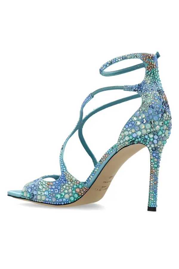 JIMMY CHOO Azia Crystal Strap Heeled Sandals
