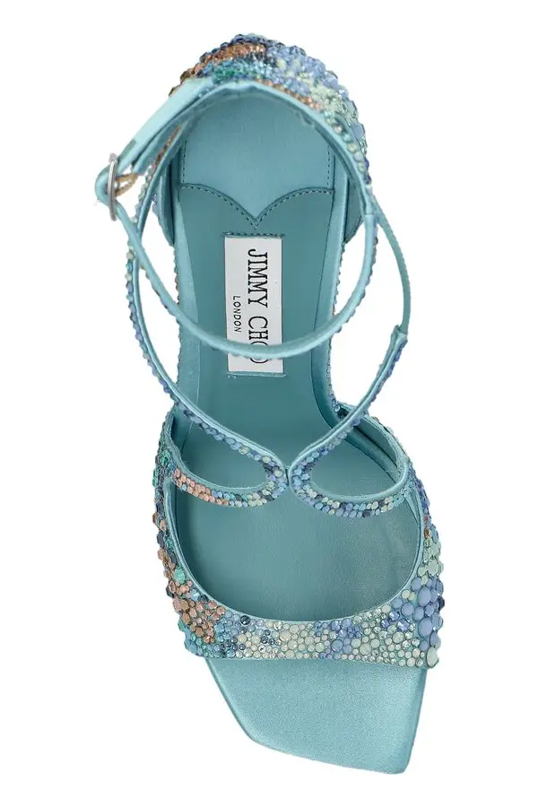 JIMMY CHOO Azia Crystal Strap Heeled Sandals