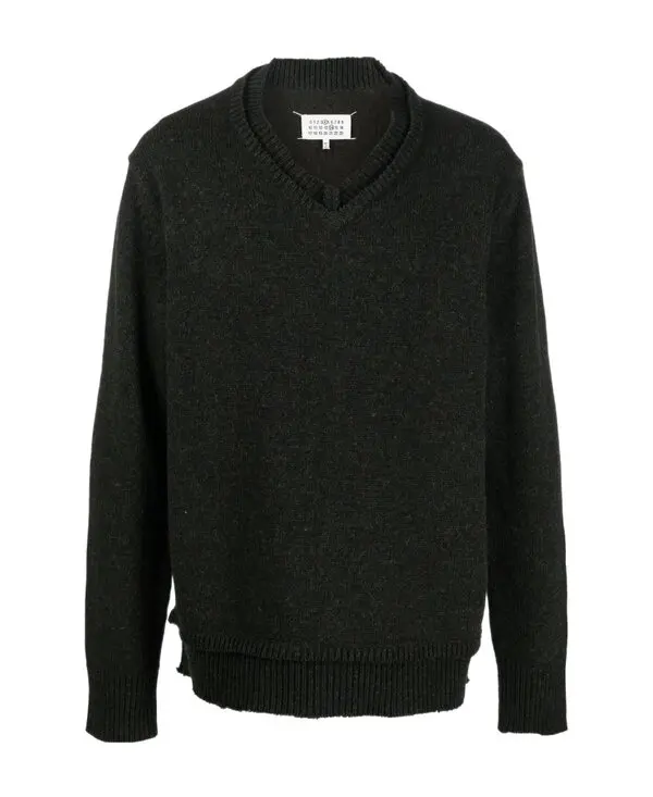 MAISON MARGIELA Elbow Patch V-neck Sweater