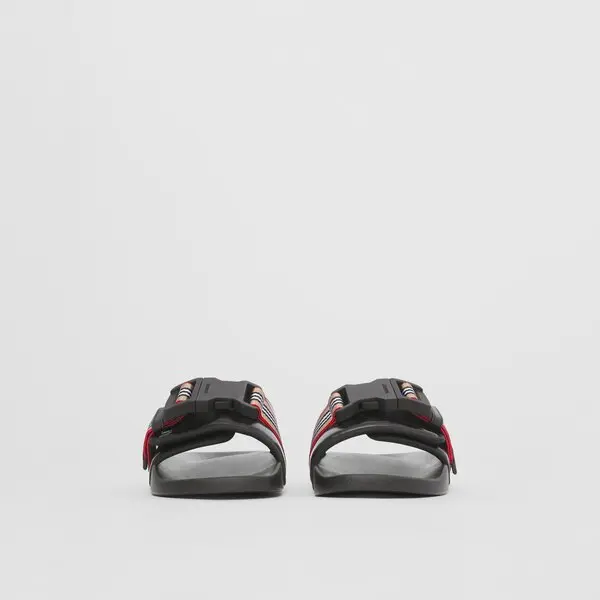 Burberry Icon Stripe Buckled Slides