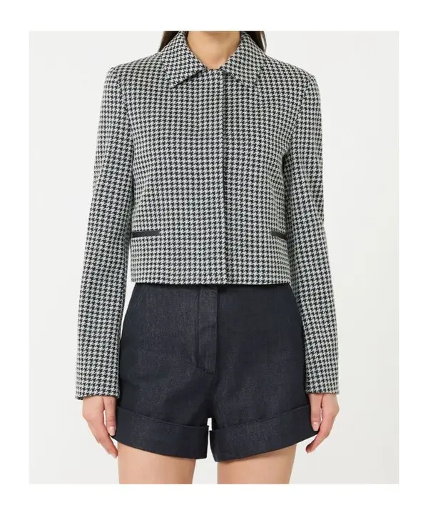 Max Mara Long Sleeve Casual Jacket With Leather Trimmed Pockets