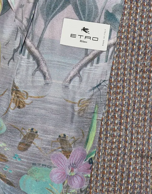 Etro Mixed Wool Jacket With Pond Print Lining - Multicolor