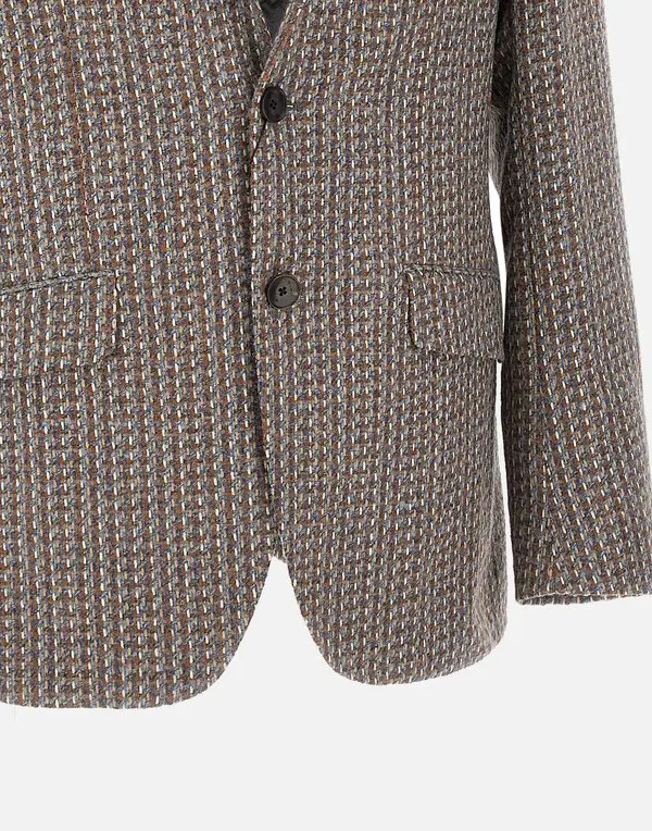 Etro Mixed Wool Jacket With Pond Print Lining - Multicolor