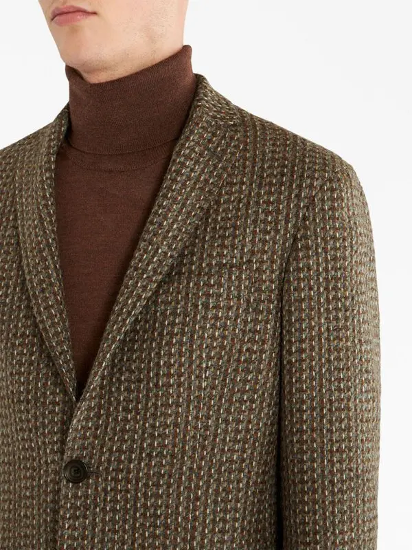 Etro Mixed Wool Jacket With Pond Print Lining - Multicolor