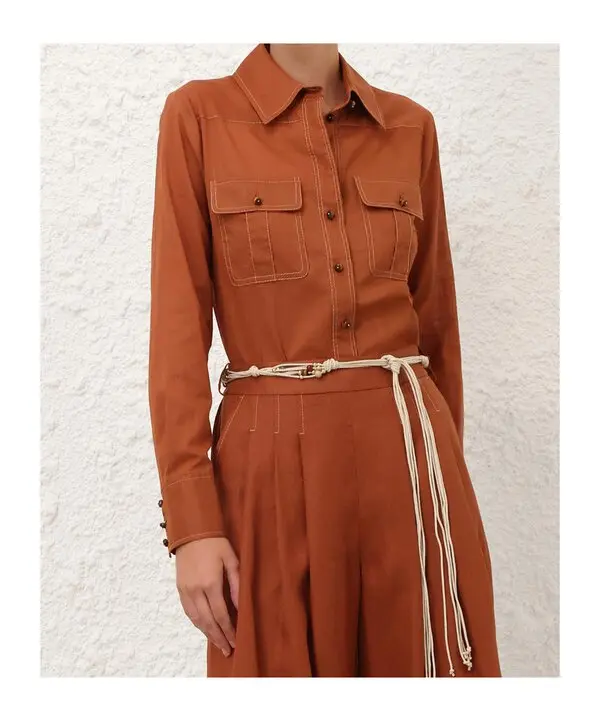 Zimmermann Collared Long Sleeve Shirt With Flap Chest Pockets
