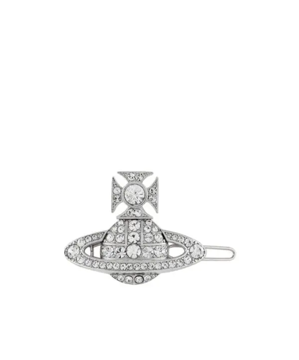 VIVIENNE WESTWOOD Corinne Crystal Hair Clip - Platinum /crystal Crystal