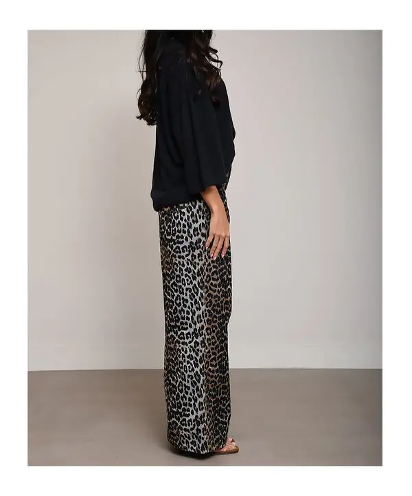 GANNI Leopard Print Wide-leg Trousers