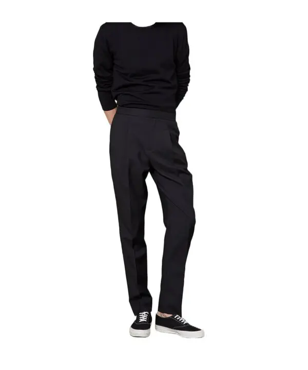 Officine Générale Pleated Elastic Waist Trousers - Black