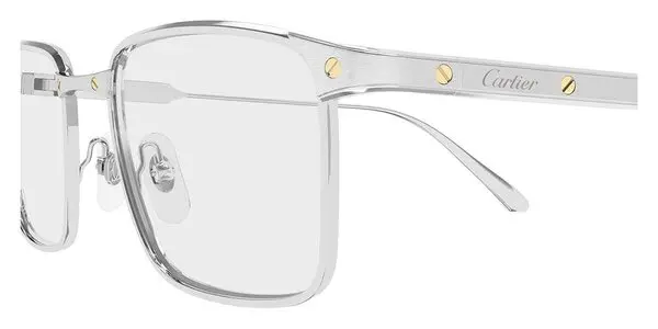 Cartier Rectangle Full Rim Eyeglasses - Silver