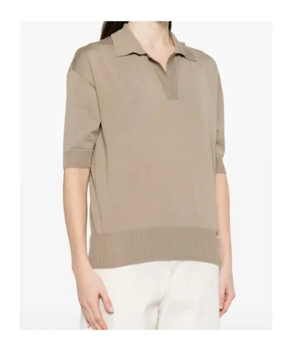 Herno V-neck T-shirt With Polo Collar - Nude