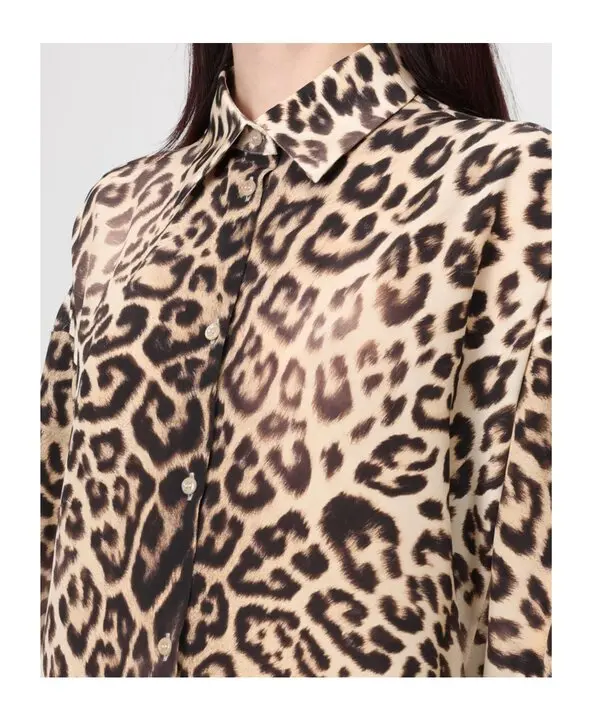 Ermanno Scervino Leopard Print Silk Shirt