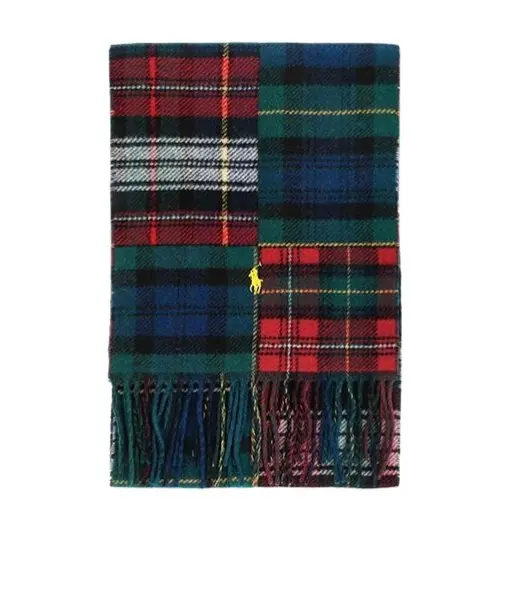 Polo Ralph Lauren Pony Patchwork Plaid Tassel Scarf - Multicolor