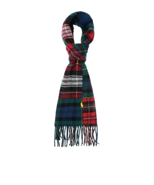 Polo Ralph Lauren Pony Patchwork Plaid Tassel Scarf