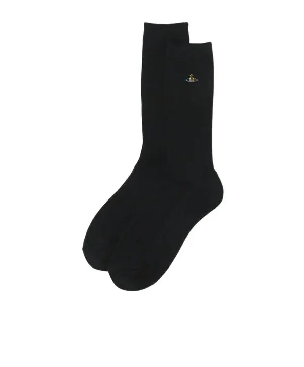 VIVIENNE WESTWOOD Three-pack Ribbed Knee-high Stockings With Saturn Logo - Black