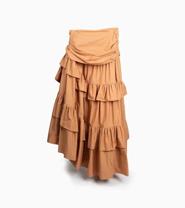 Chloé Ruffled Tiered Skirt With Bow Detail - Brown