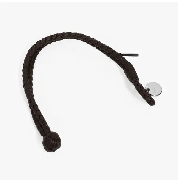 Bottega Veneta Braided Leather Bracelet With Logo Plaque