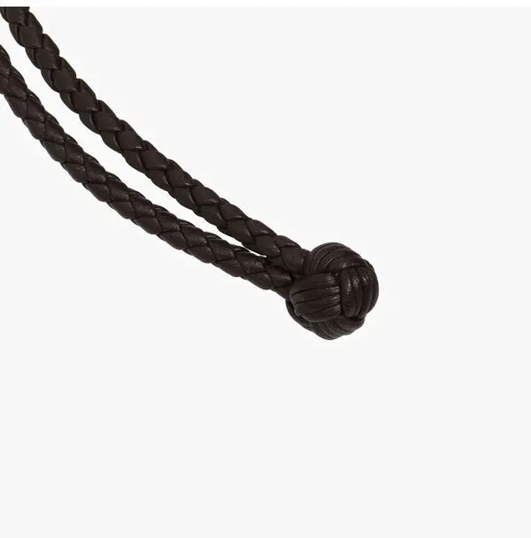 Bottega Veneta Braided Leather Bracelet With Logo Plaque