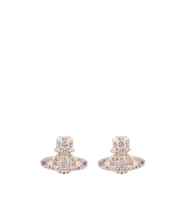VIVIENNE WESTWOOD Saturn Logo Crystal Inlay Earrings - Yellow