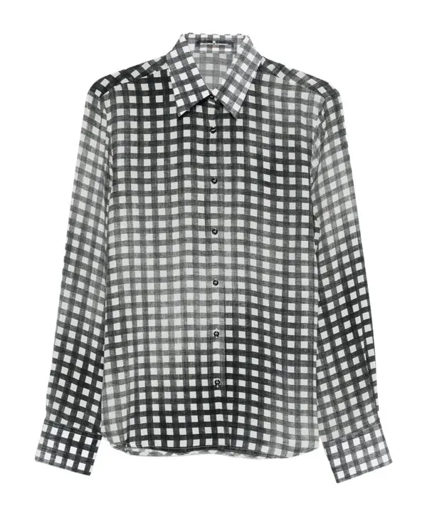 Ermanno Scervino Checkered Long Sleeve Shirt - Gray