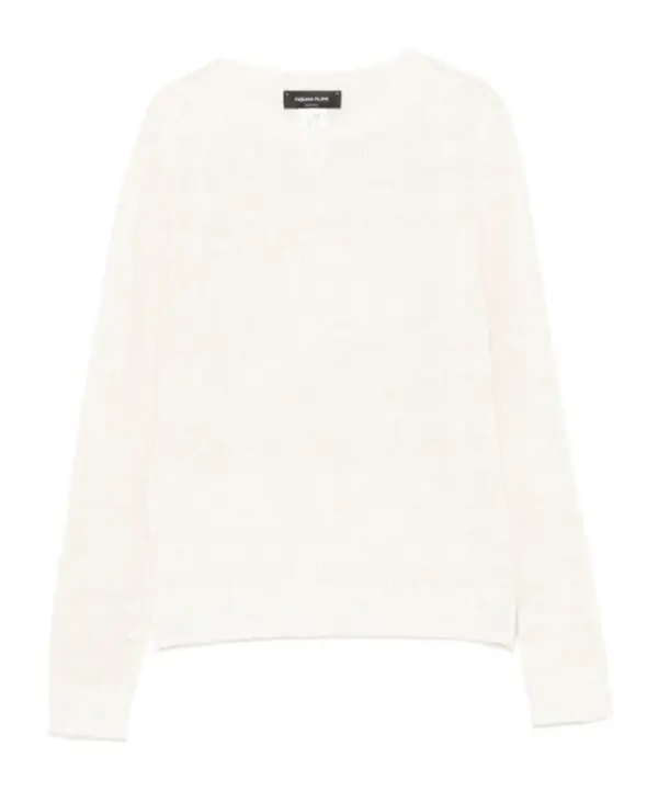 Fabiana Filippi Long Sleeve Crew Neck Sweater - White