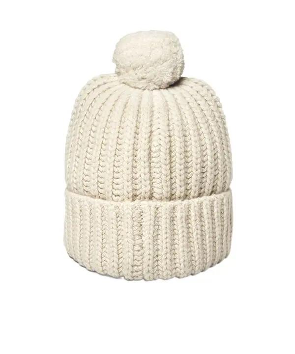 Polo Ralph Lauren Wool Knitted Beanie With Teddy Bear Motif - White