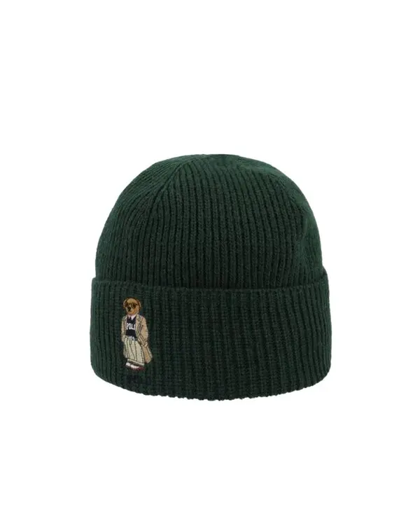Polo Ralph Lauren Knitted Beanie With Bear Motif - Black