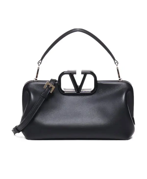 Valentino Garavani Vlogo Signature Leather Clutch