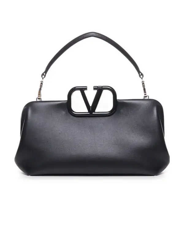 Valentino Garavani Vlogo Signature Leather Clutch