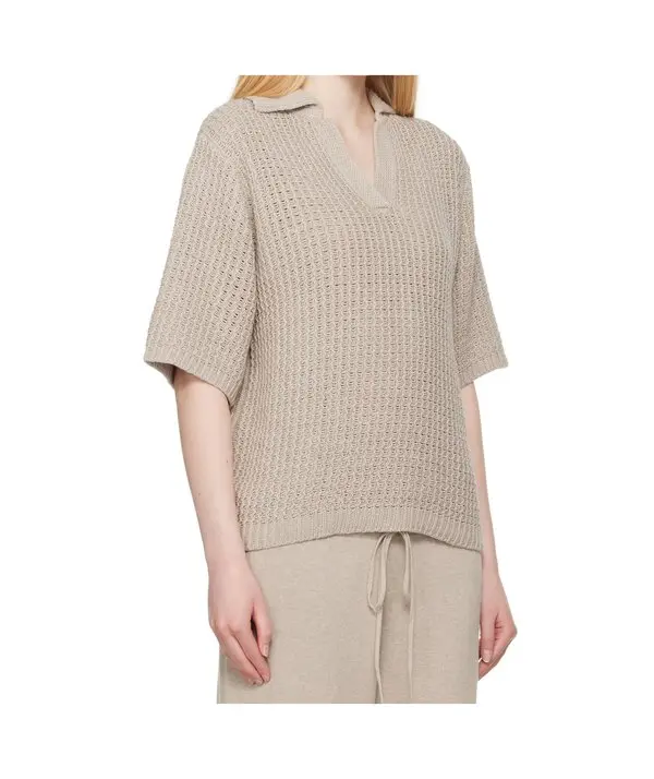 LAUREN MANOOGIAN Hand-woven Cotton And Linen Blend Polo Shirt