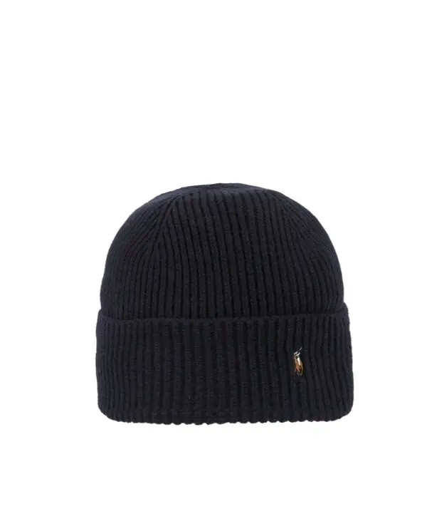 Polo Ralph Lauren Rib-knit Beanie With Horse Motif - Dark Blue