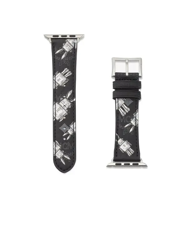 Mcm Visetos Monogram Apple Watch Strap - Black