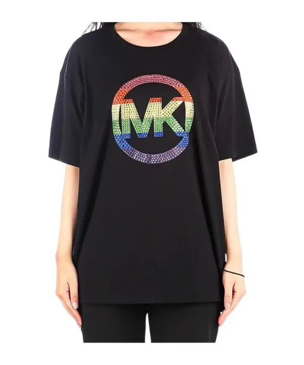 Michael Kors Rhinestone Rainbow Logo T-shirt