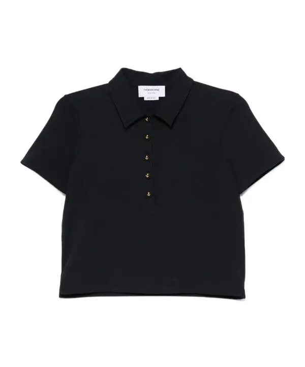 Thom Browne Milano Polo Shirt With Lapel Collar - Navy
