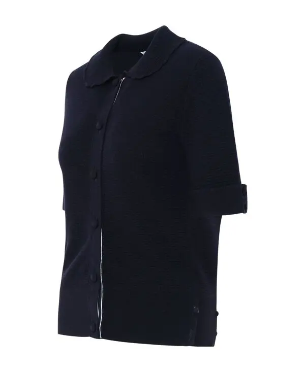 Thom Browne Short Sleeve Buttoned Knit Polo Shirt