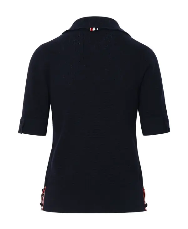Thom Browne Short Sleeve Buttoned Knit Polo Shirt