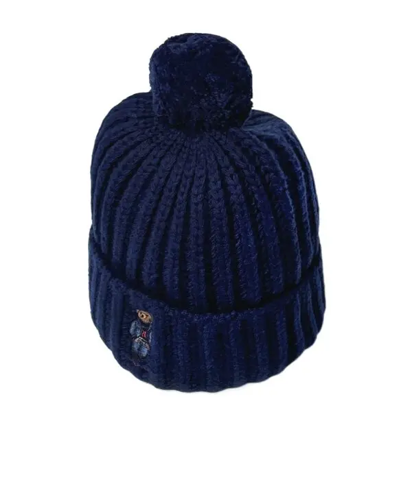 Polo Ralph Lauren Wool Knitted Beanie With Teddy Bear Embroidery