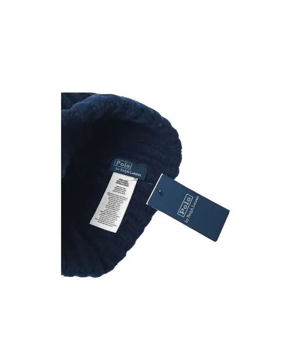 Polo Ralph Lauren Wool Knitted Beanie With Teddy Bear Embroidery