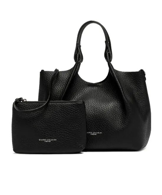 GIANNI CHIARINI Dua Maxi Grain Leather Handheld Bag - Black