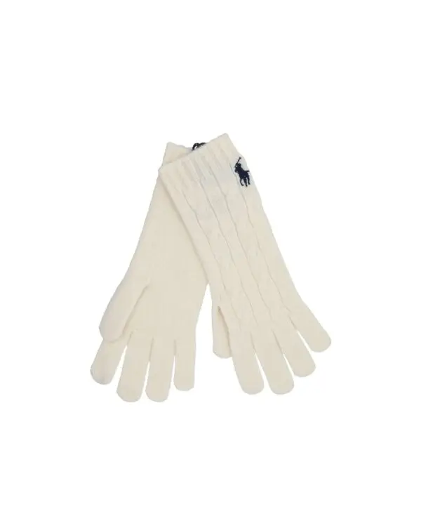 Polo Ralph Lauren Knitted Gloves With Embroidered Logo - White