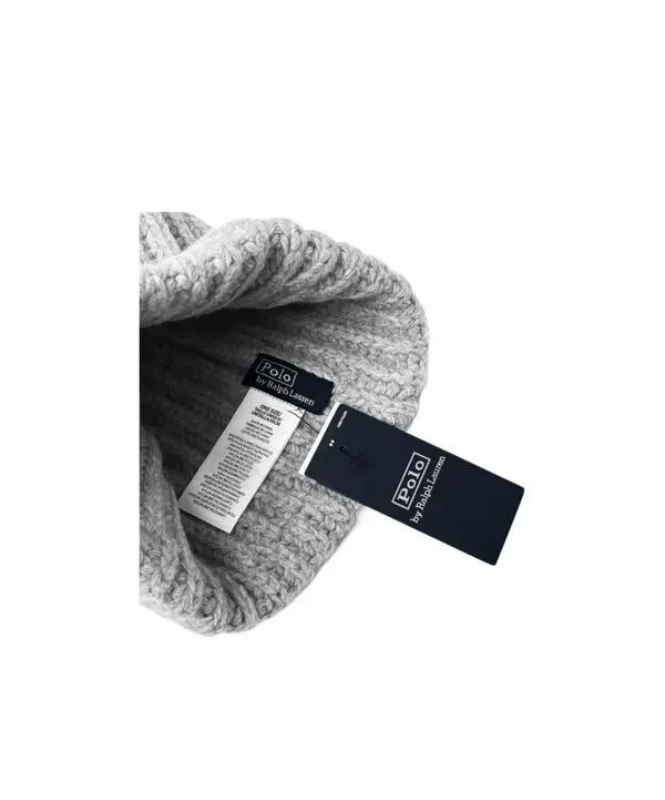 Polo Ralph Lauren Wool Knitted Hat With Teddy Bear Pattern - Grey