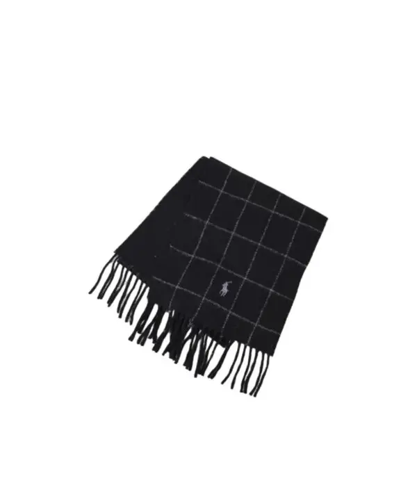 Polo Ralph Lauren Double-sided Plaid Tassel Scarf - Black