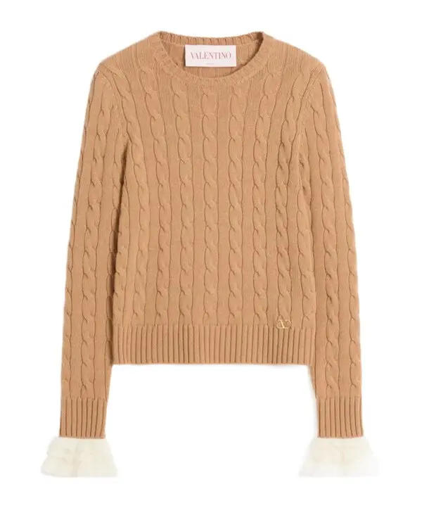 Valentino Garavani Crewneck Long-sleeved Jumper With Ruffled Cuffs
