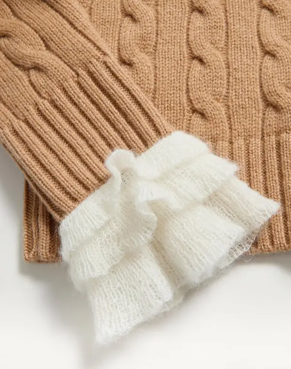 Valentino Garavani Crewneck Long-sleeved Jumper With Ruffled Cuffs