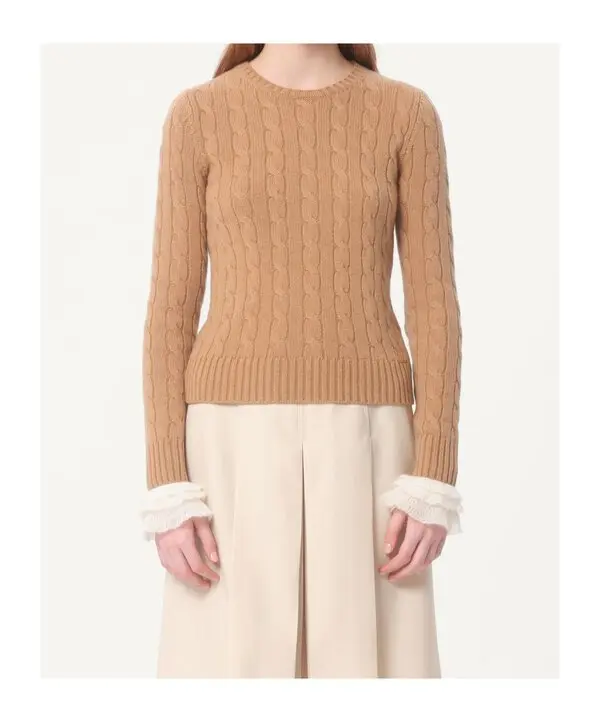 Valentino Garavani Crewneck Long-sleeved Jumper With Ruffled Cuffs