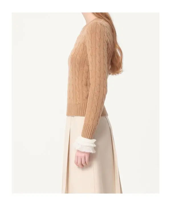 Valentino Garavani Crewneck Long-sleeved Jumper With Ruffled Cuffs