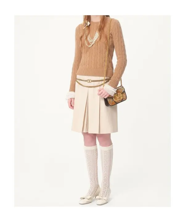Valentino Garavani Crewneck Long-sleeved Jumper With Ruffled Cuffs